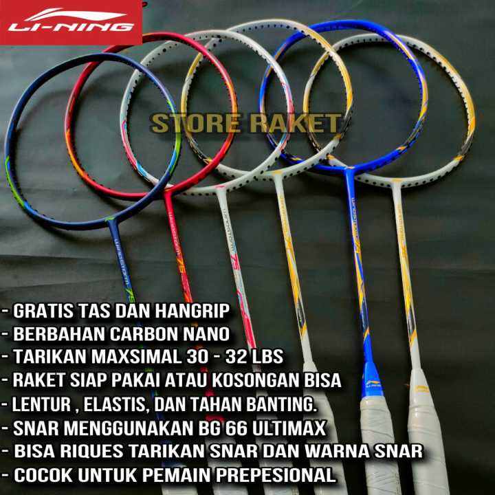 RAKET BADMINTON LINING YONEX DAN VIKTOR ASEAN PREMIUM 32 LBS GRATIS TAS ...