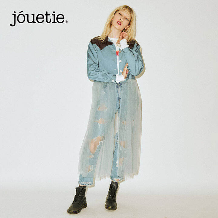 Kouemgi เสื้อตัดต่อผ้าตาข่ายแบบใหม่ฤดูใบไม้ผลิและฤดูใบไม้ร่วงแบรนด์ฮิตแนวญี่ปุ่นเสื้อโค้ทตัวยาว ...