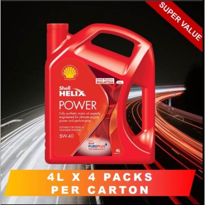 【Ready Stock】SHELL HELIX POWER 5W-40 FULLY SYNTHETIC ENGINE OIL - 4 ...