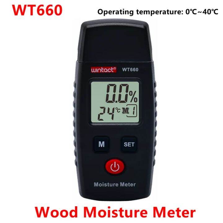 WT660 Portable High Precision Wood Moisture Meter Two Pins Probe LCD ...