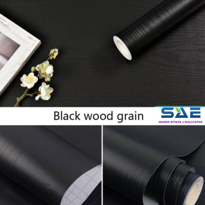 Stiker Serat Kayu Warna Hitam Bahan Tebal Untuk Lemari Meja Dinding ...