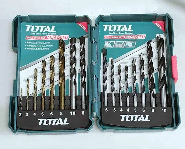 TOTAL tools 16pcs drill bit set for metal concrete and wood ...