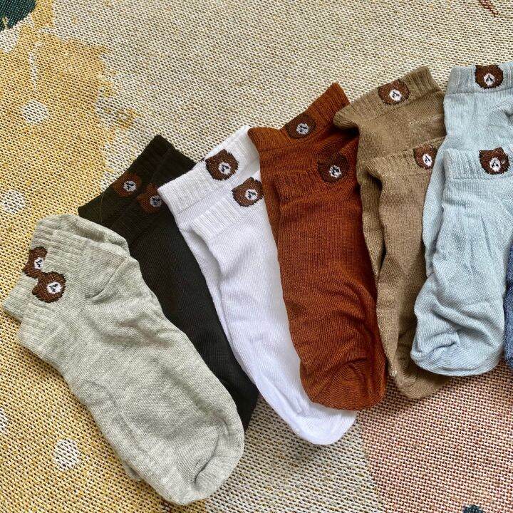 Sold per Pair/5 Pairs Korean Socks Cute Socks Ankle Socks Bear Socks ...