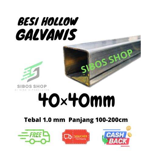 Besi Hollow Galvanis 4x4 (40x40mm) Tebal 1.0 mm hollo holo | Lazada ...