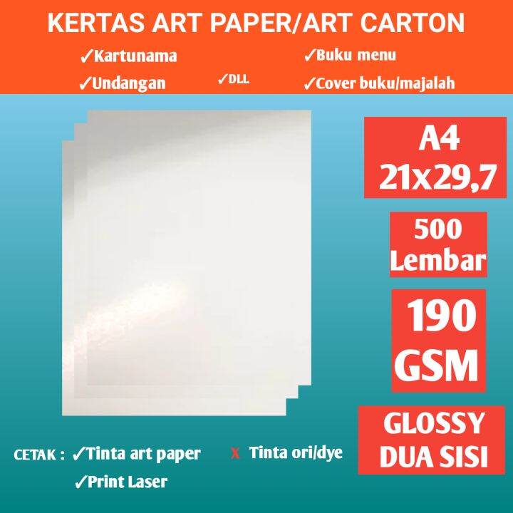 Kertas art paper / art carton 190 gsm A4 isi 500 lembar / Kertas Karton ...