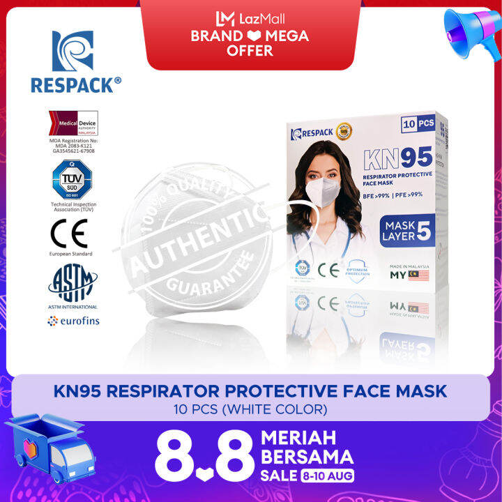 【ORIGINAL!!】RESPACK KN95 MDA APRROVED KN95 Respirator Protective 5 Ply ...