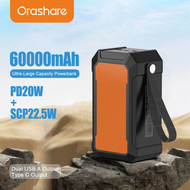 Orashare O60Pro 60000mAh Powerbank 22.5W Super Fast Charging Power Bank ...