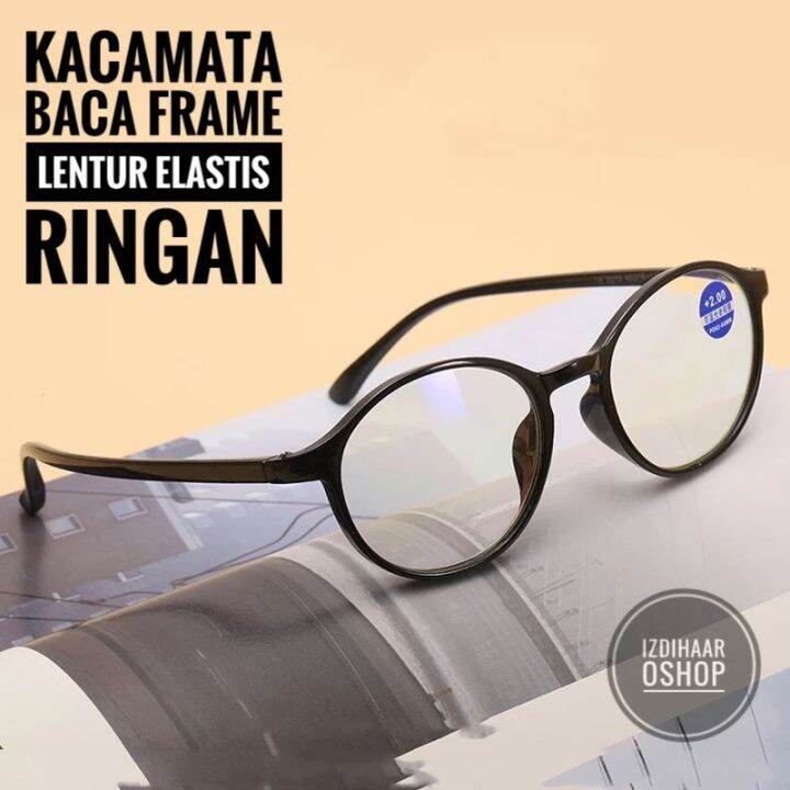 Kacamata Baca Lensa Plus Lensa Jernih Frame Bulat Lentur Elastis Ringan Pria dan Wanita | Lazada ...