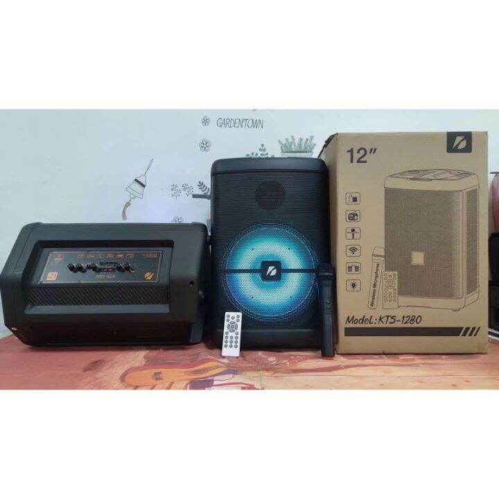 ลําโพงบลูทูธ ดอก12นิ้ว KTS-1280 ปรับ Bass/Treble/Echo มีช่องเสียบไมค์/สายกีต้าร์ในตัว | Lazada.co.th