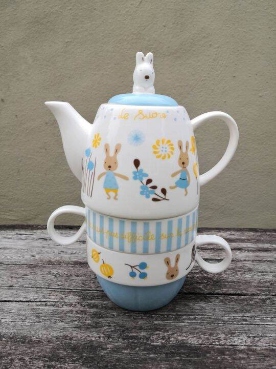 Zakka Style 3 tier Rabbit Teapot With Cup Sets | Lazada
