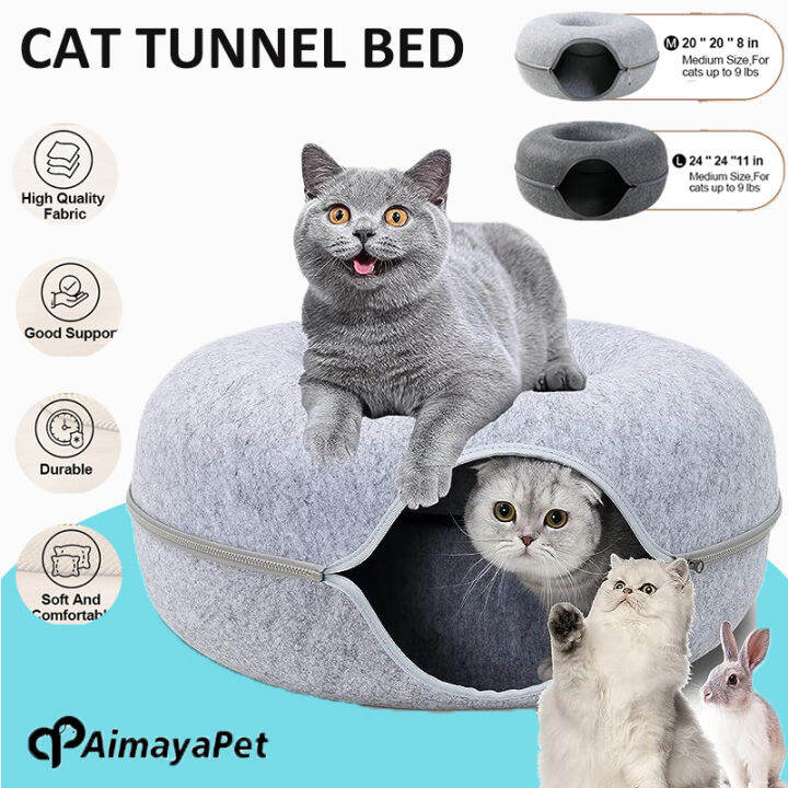 AIMAYAPET Cat Tunnel Bed Cat Tunnels for Indoor Cats Cat House Donut ...