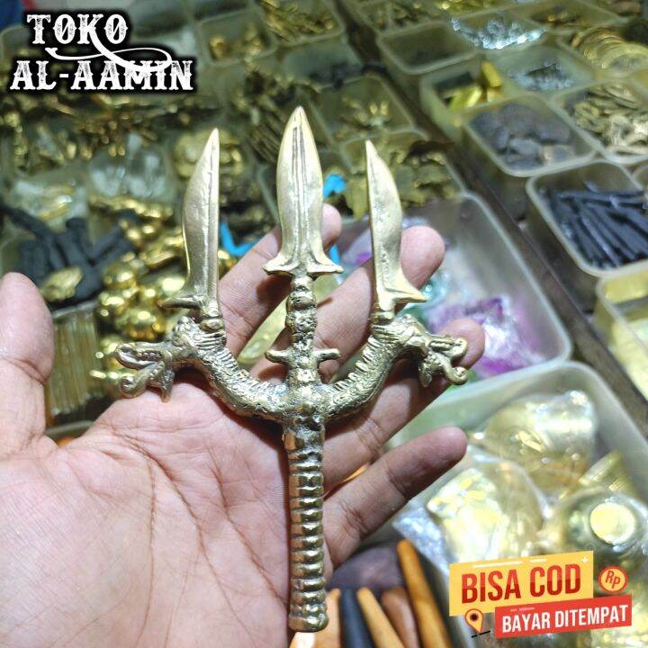 Pusaka tombak trisula naga besar model penuh ukiran estetik | Lazada ...