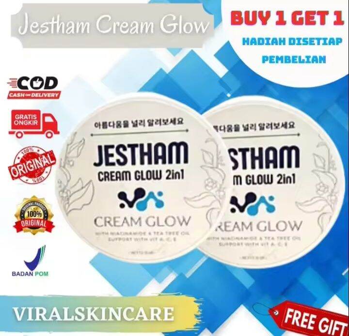 JESTHAM, CREAM KOREA. GLOW. 2in1 WITH,NIACINAMIDE & TEA TREE OIL ...