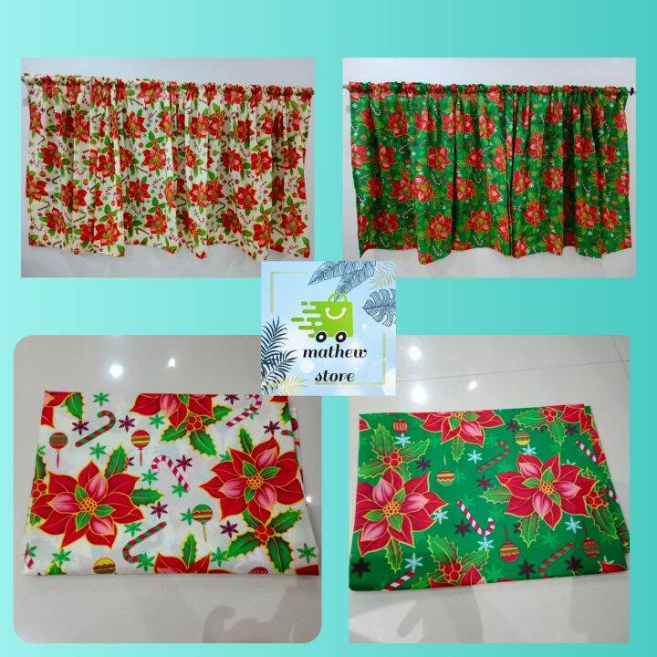 christmass square half /lababo curtain (sulutan) 60x32 inches | Lazada PH