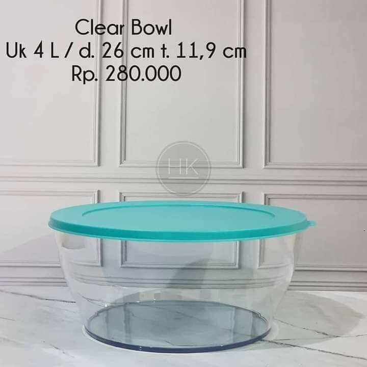 CLEAR BOWL TUPPERWARE 4L BASKOM KRISTAL TUPPERWARE UKURAN 4LITER 1pcs ...