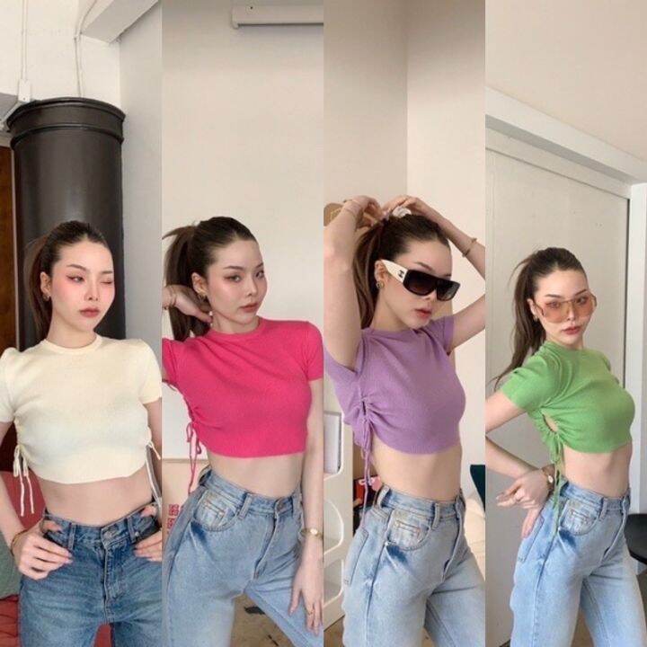 “Candy crop “ ผ้า Knit งานผ้าดีสุดๆ ดีเทล ช่วงเอว 2 ด้าน ผูก เอว น่ารัก ...