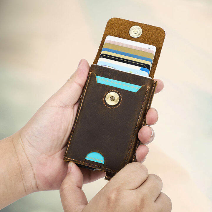 Hiram Genuine Leather Mini Wallets for Men Vintage Card Holders ...