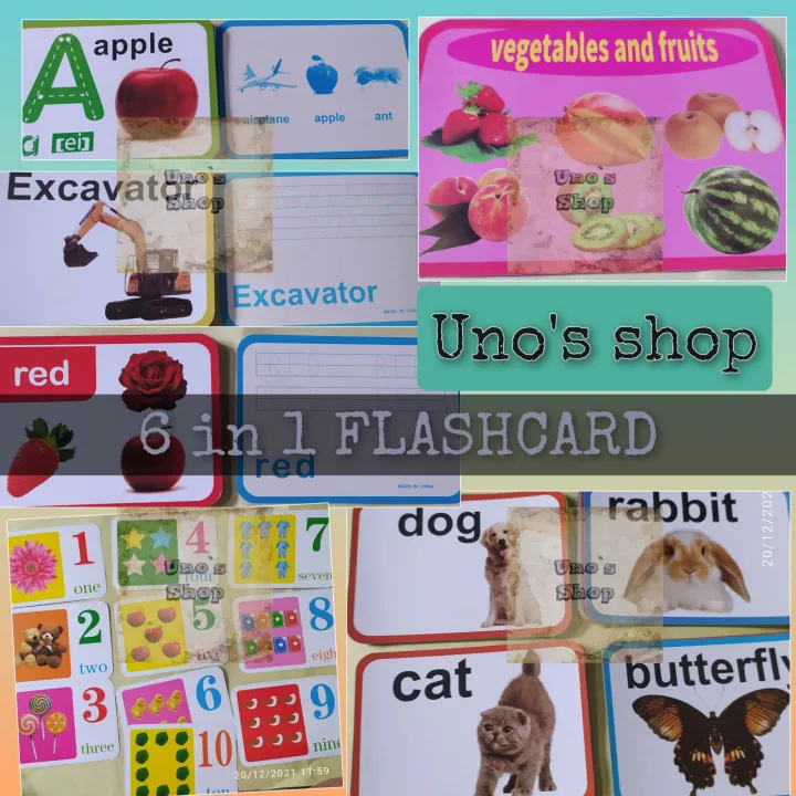 6 in 1 FLASHCARD (abc,numbers, transportation, animals, fruits and ...