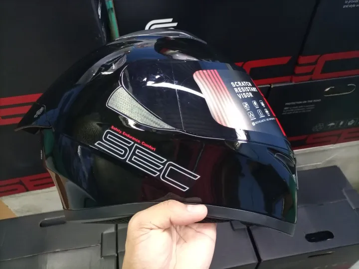 Sec Challenger V3 Full Face Dual Visor Solid Gloss Black | Lazada PH