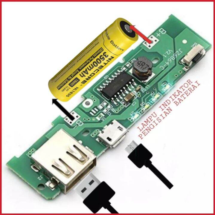 Modull power bank dengan 4 led indikator baterai 18650 | Lazada Indonesia