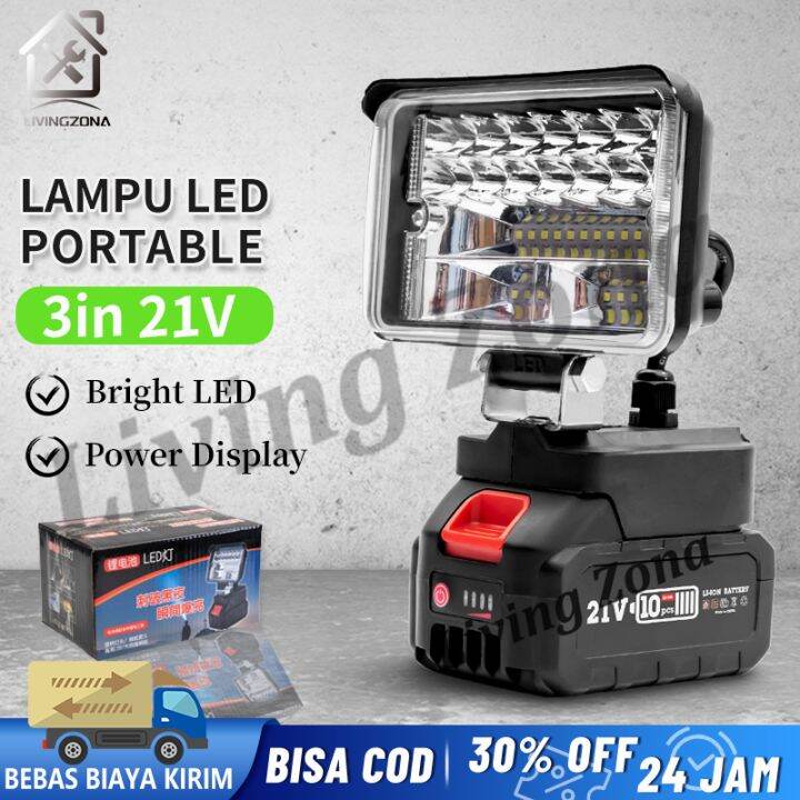 Cordless Lampu Sorot Kerja LED Baterai Work Lamp Senter USB Portable ...