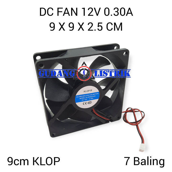 Kipas Angin DC 12V 0.30A 9cm DC Fan Pendingin Komponen Cooler Fan KLOP ...