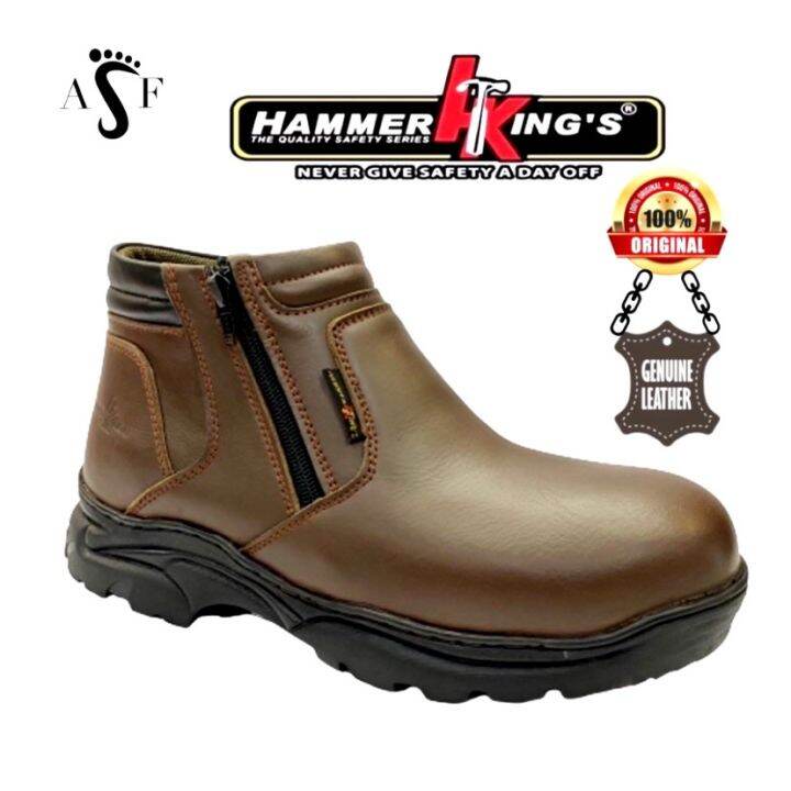Original hammer kings men full leather safety shoes double zip up HK ...