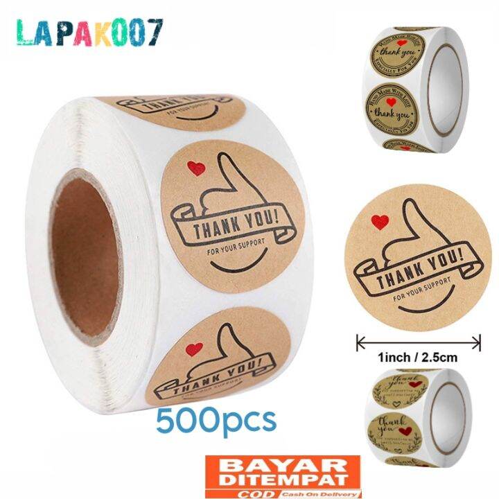 - 1 Roll 500 PCS Sticker Label Makanan Tulisan Thank You For Your Order ...