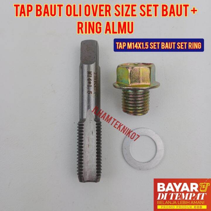 tap baut oli over zize set baut set ring almunium tap mesin tap m14x1.5 ...