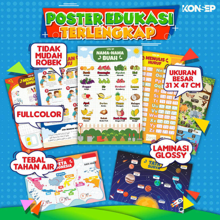 Konsep Poster Edukasi Pendidikan Anak Belajar Paud Balita TK Toodler SD ...