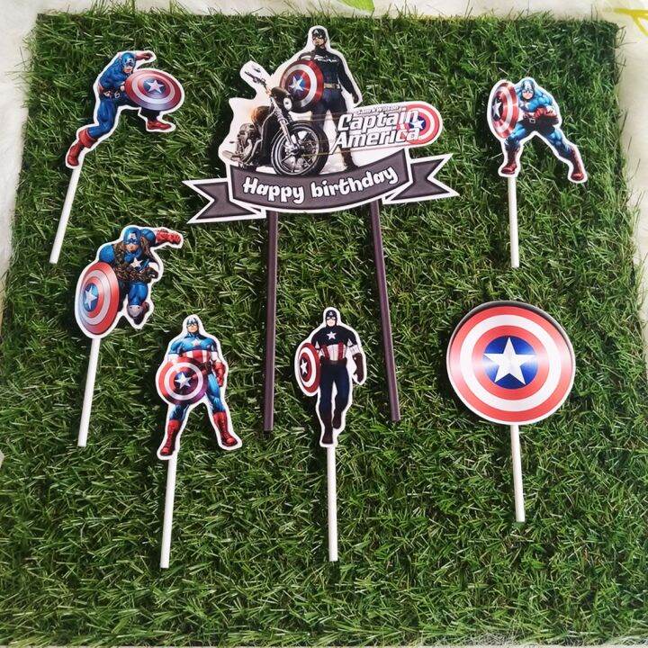 Topper Cake kapten amerika hiasan kue ulang tahun captain happy ...