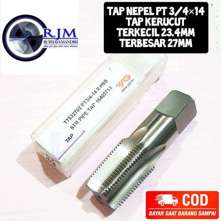 tap nepel tap pipa tap kerucut tap taper PT 3/4 x 14 bukan tap NPT diameter 27mm | Lazada Indonesia