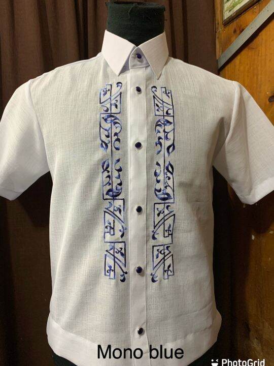 🇮🇹Polo Barong semi shirt jack style..🇮🇹white Japanese jusi fabric ...