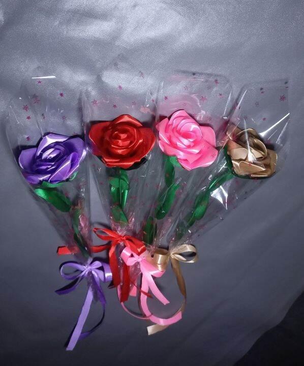 bucket bouquet buket bunga mawar satin satu tangkai ulang tahun ...