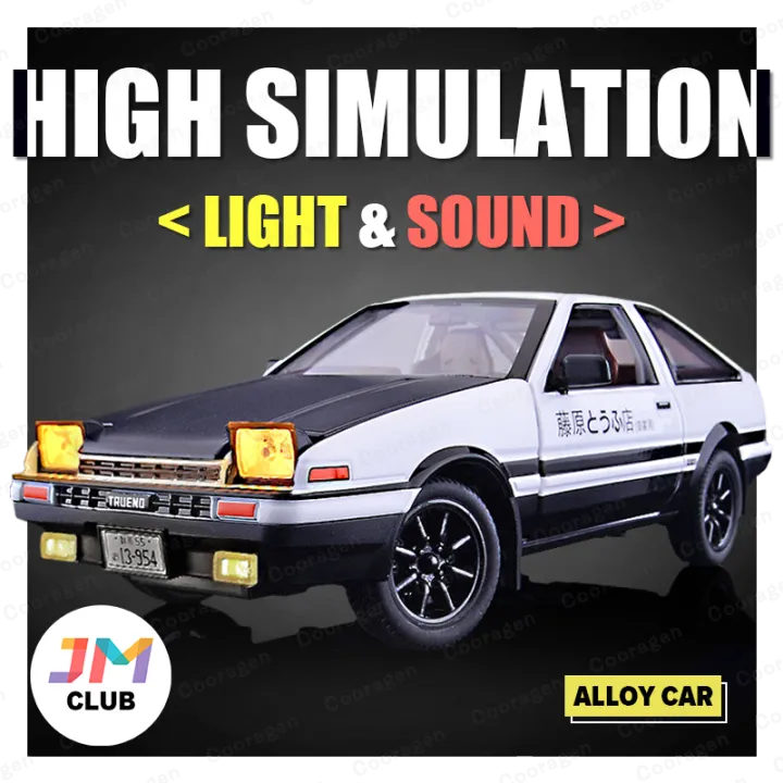 Initial D TOYOTA AE86 Trueno Car Model Toy Car ALLOY DIECAST CAR MODEL with Sound and Light 1:32 ...