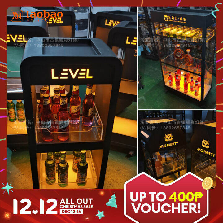 Bar KTV Light-Emitting Wine Cabinet Black Peach a Red Wine Beer POWER ...