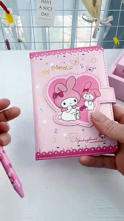 Samy Sanrio PU Leather Notebook Kawaii Cute Mymelody Kuromi Cinnamoroll ...