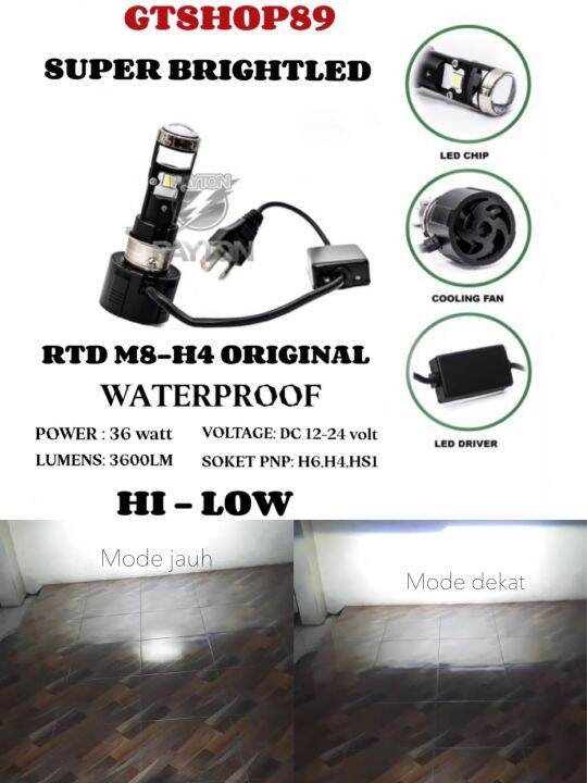 Lampu utama led rtd m8 projector mini h6 h4 hs1 projie proji cut off | Lazada Indonesia