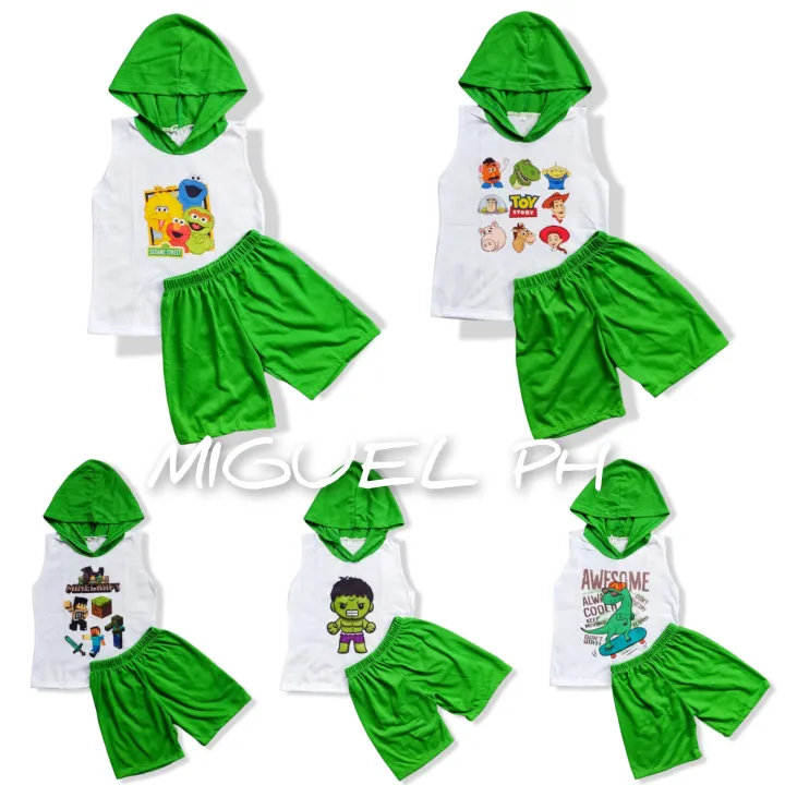 HOODED SUBLI TERNO (MUSCLE TEE + SHORTS) GREEN | Lazada PH