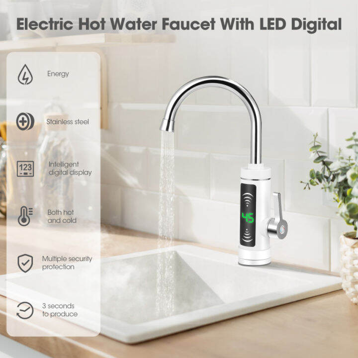 【High Quality+ In Stock】Instant Hot Water Tap, 220V 3000W Electric Water Heater Tap With Digital ...