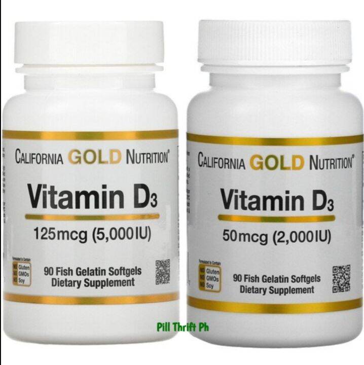 California Gold Nutrition Vitamin D3, 50 or 125 mcg (2000IU or 5,000 IU ...
