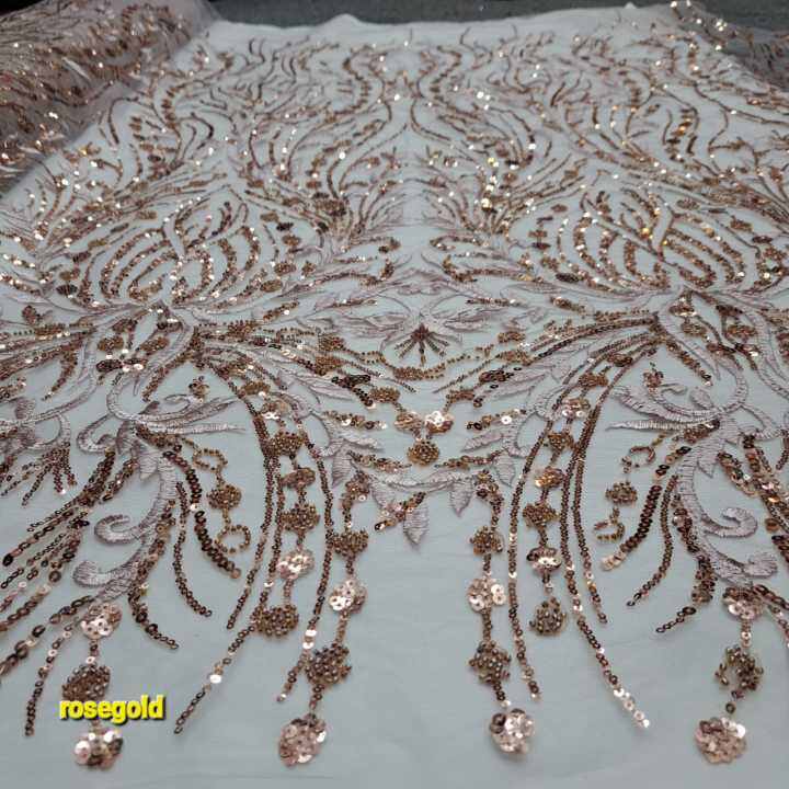 Kain Tulle Payet Full Bordir/Bahan Tile Full Bordir Payet Mewah Dengan ...