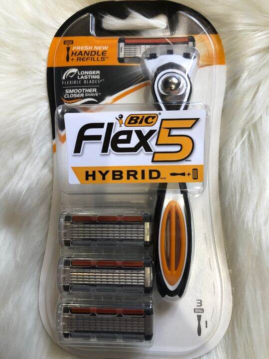 BIC Flex 5 Hybrid Men's 5-Blade Disposable Razor, 1 Handle and 3 ...