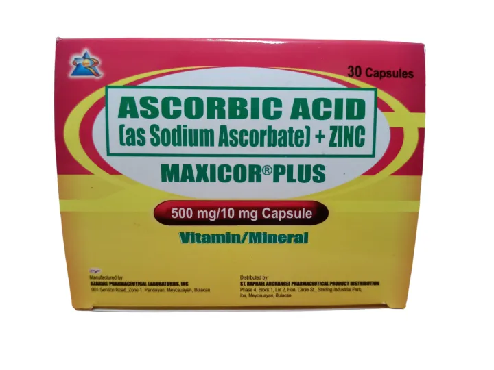 MAXICOR PLUS Ascorbic Acid as Sodium Ascorbate + Zinc 30's | Lazada PH