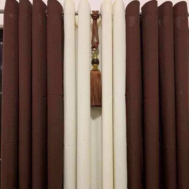 plain 3in1 ring curtain ( chocolate brown) | Lazada PH