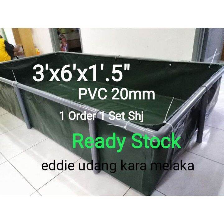 Kolam Kanvas Ikan / Udang 3'x6'x1'.5" + Frame PVC. | Lazada