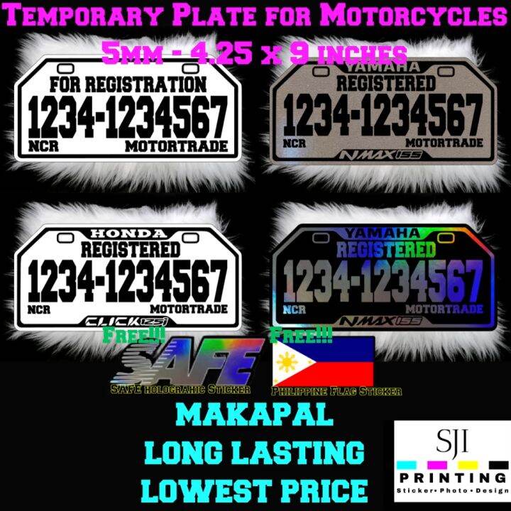 Temporary Plate 5mm 4.25x9 inches - SJI Temporary Motor Plates | Lazada PH