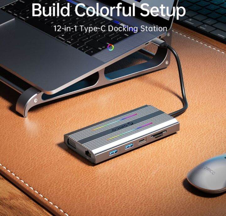ORICO RGB Gaming USB C HUB Type C Hub HDMI-compatible 4K60Hz PD100W ...
