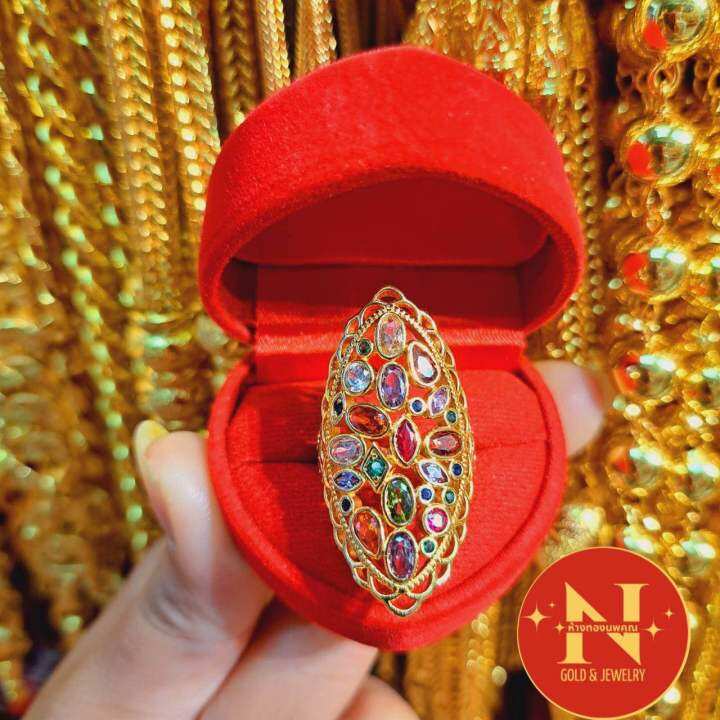 แหวนพลอย เพชรCZ 3A งานสวยเสมือนจริง ทองชุบ ทองหุ้ม ใส่สวยใส่ออกงานได้ ...