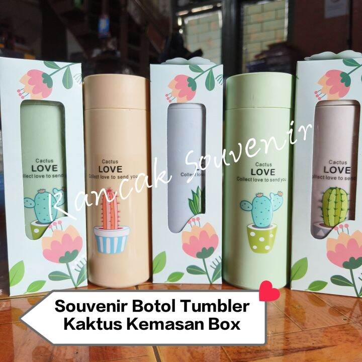 Isi 10 Pcs Souvenir Botol Minum Kaca Tumbler Motif Kaktus 450ML Kemas ...